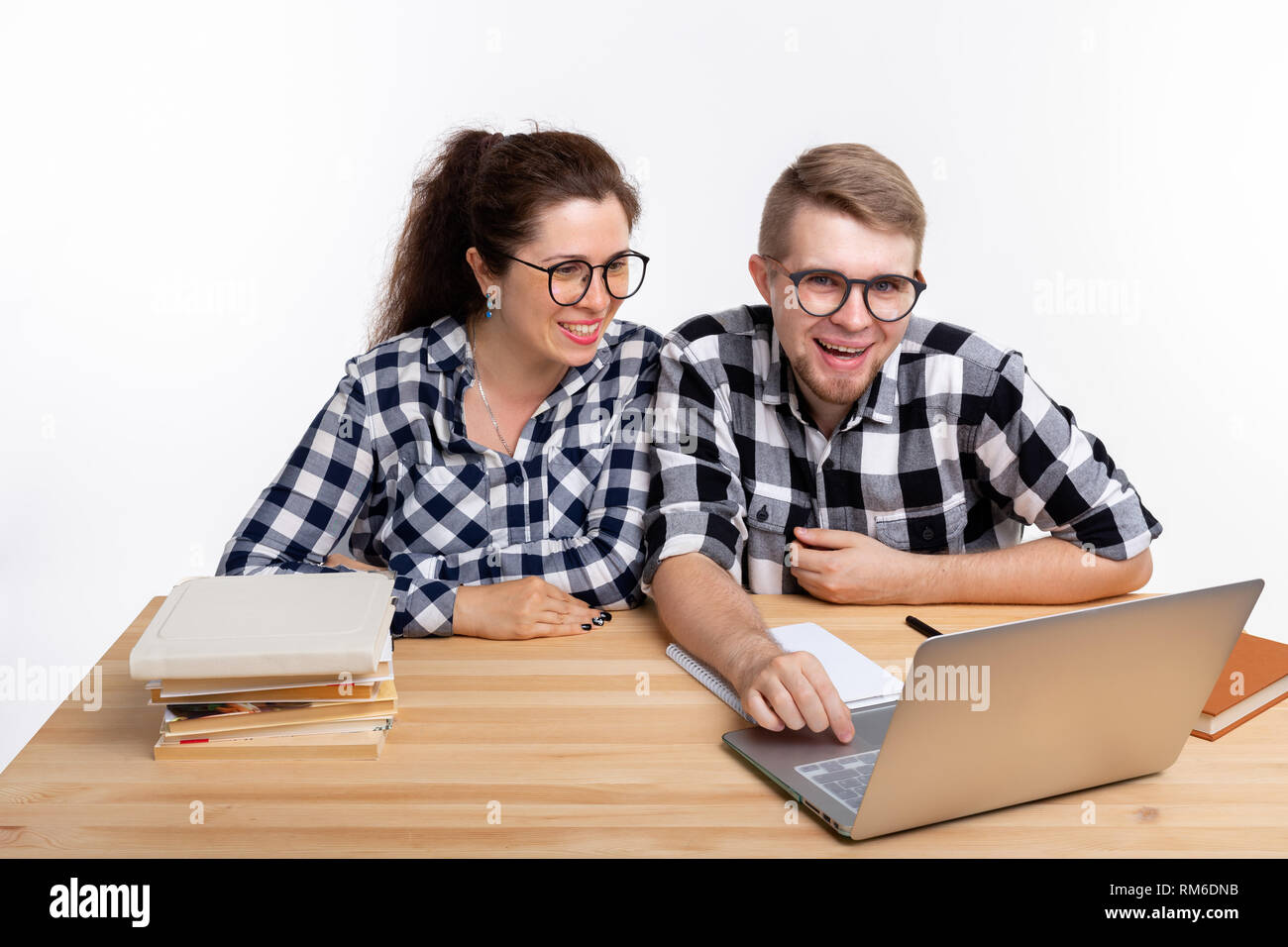 Nerds, geek, bespectacled and funny people concept - funny student ...