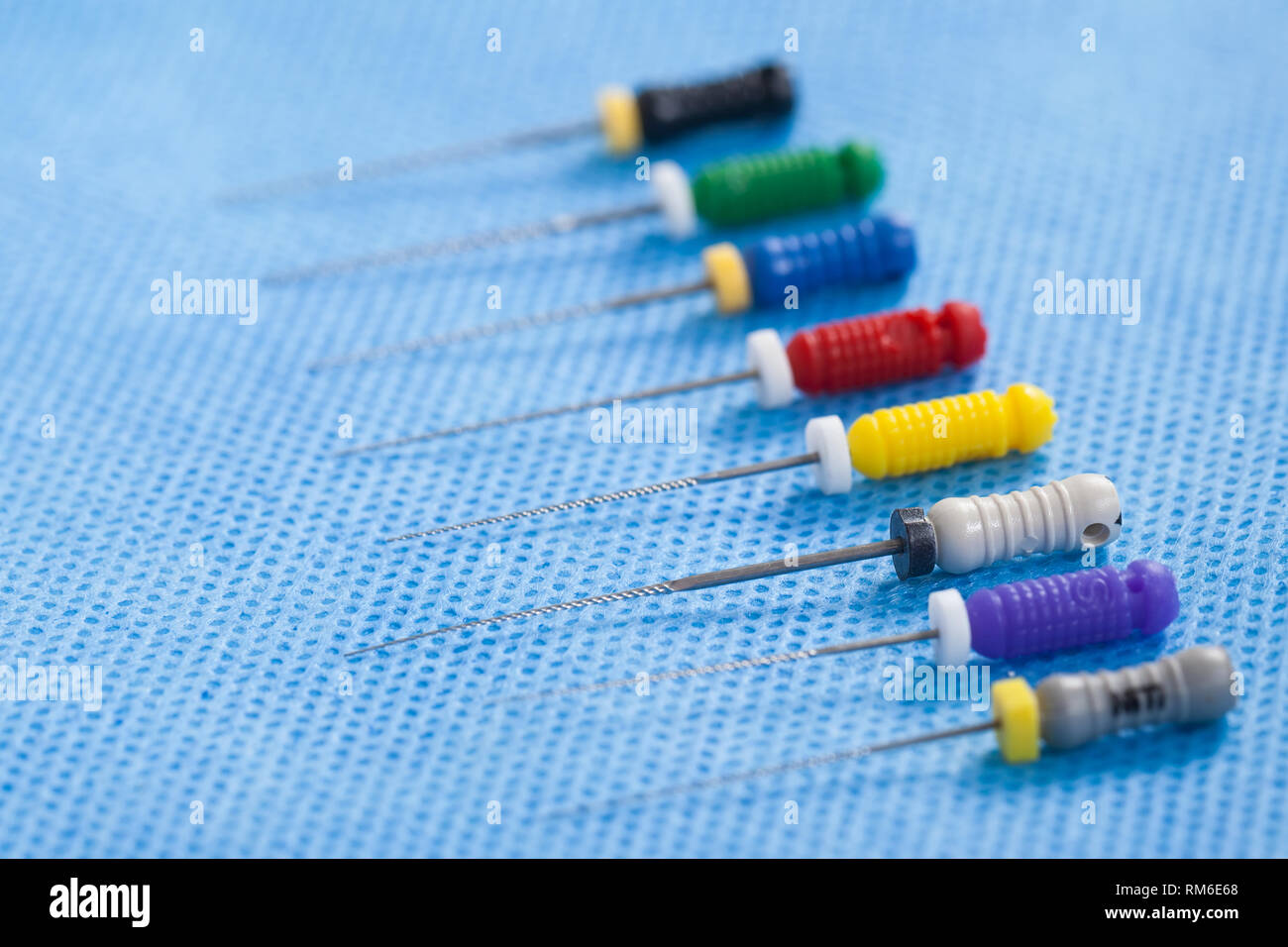 Macro picture of colored sterile endodontic files Stock Photo - Alamy