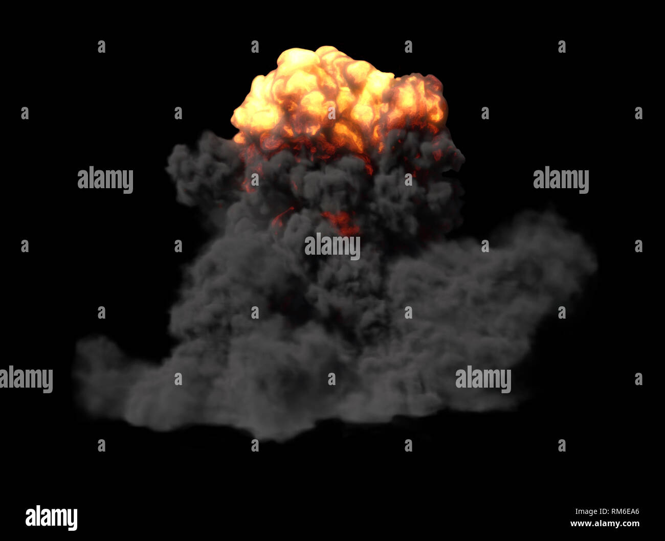 Ground Explosion Isolated On Black Background Stock Photo - Alamy