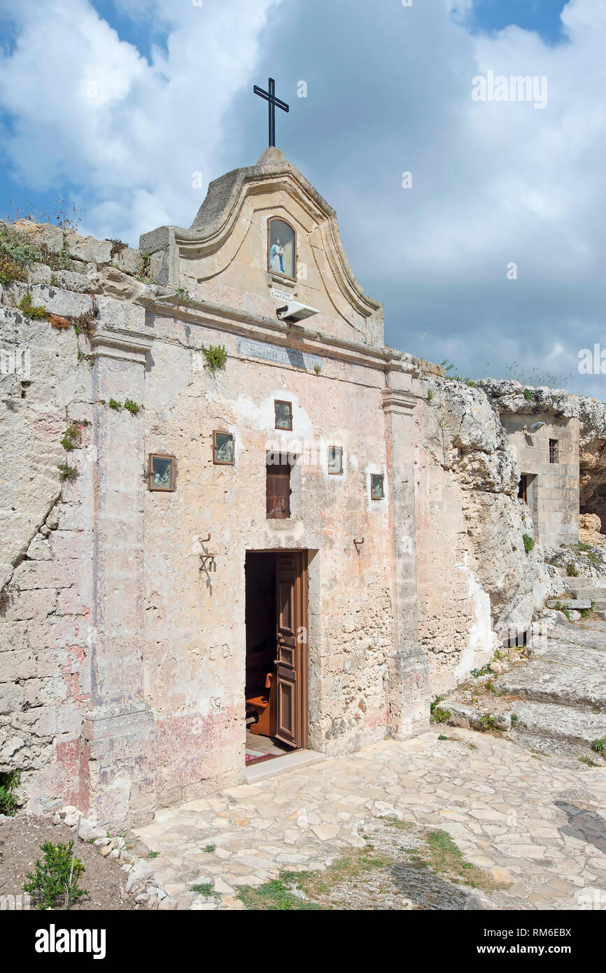 The early Christian Chiesa Rupestre, Regina delle Vergini Church, rock ...