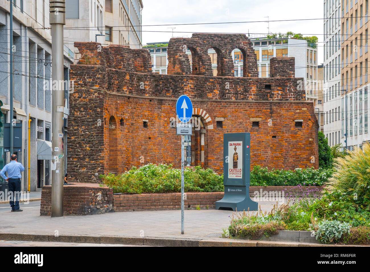 Ruins of San Giovanni in Conca, Old brik wall in the center of Milan ...