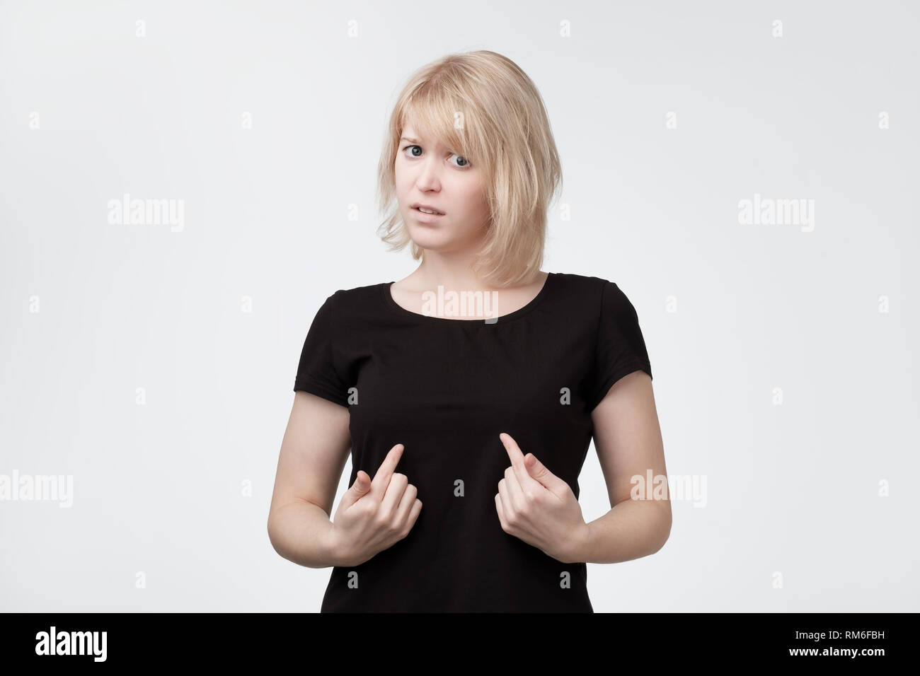Human hand pointing finger question hi-res stock photography and images ...
