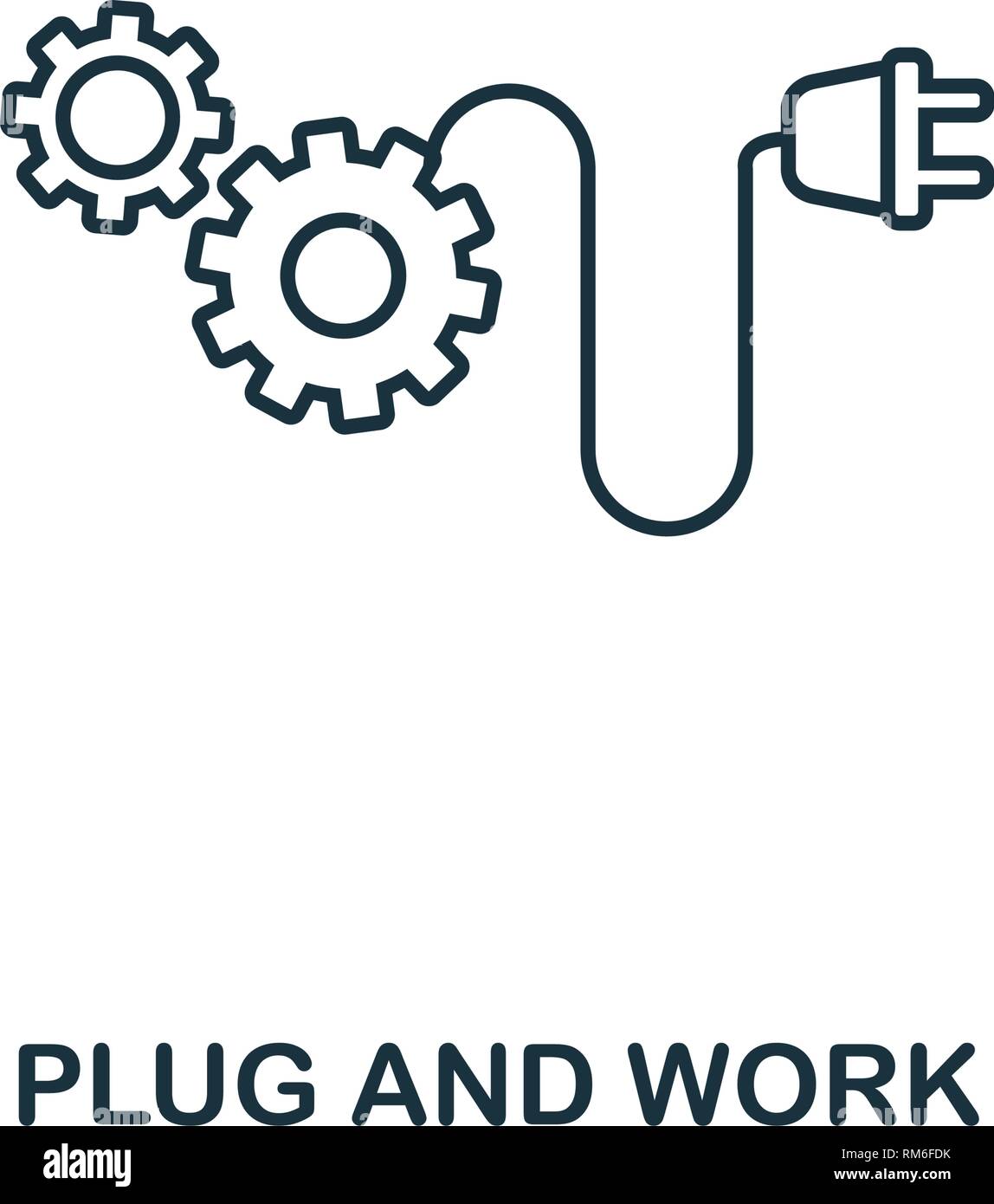 Plug And Work icon. Thin line style industry 4.0 icons collection. UI ...