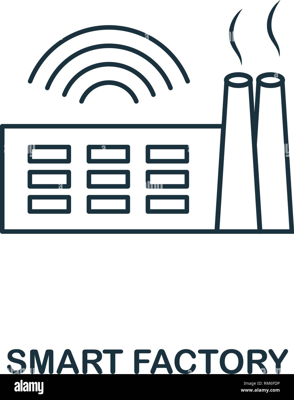 Smart Factory Icon Thin Line Style Industry 4 0 Icons Collection Ui
