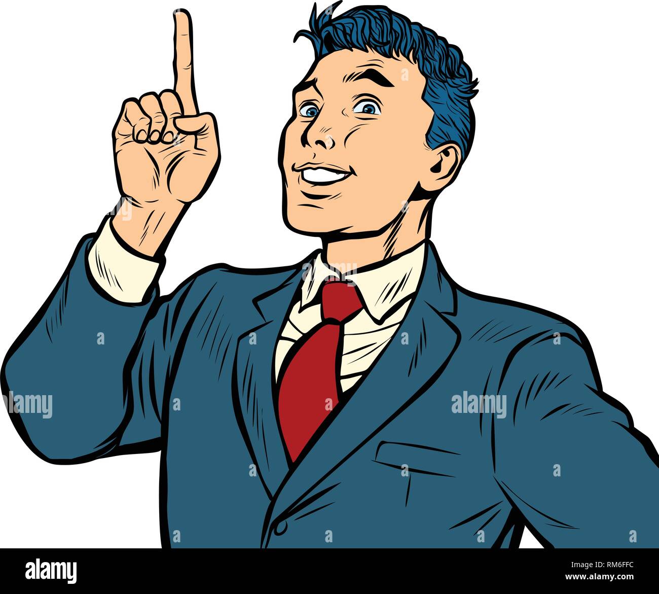 businessman smile index finger up gesture isolate on white background ...