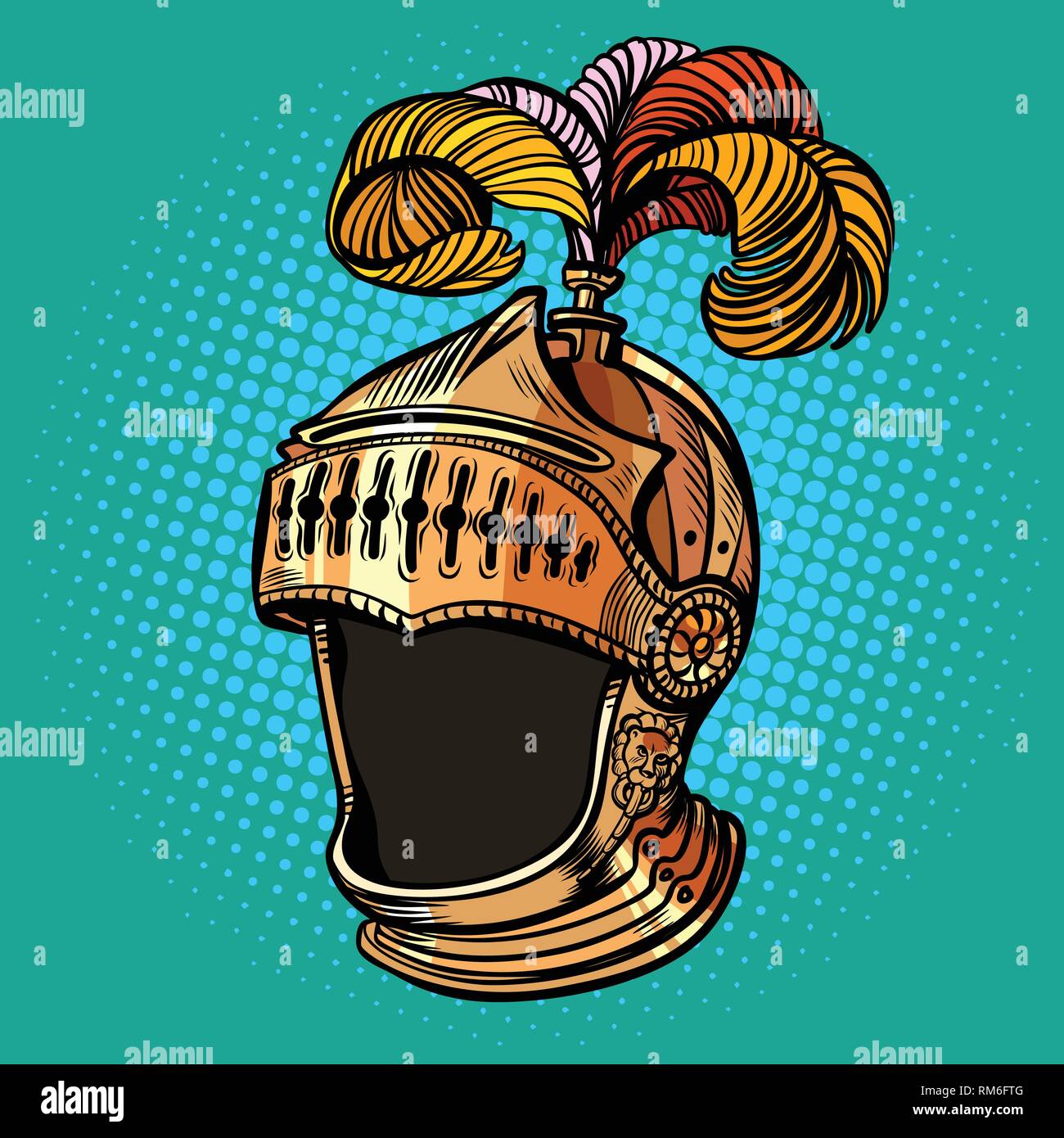 Cartoon Knight Helmet With Feather