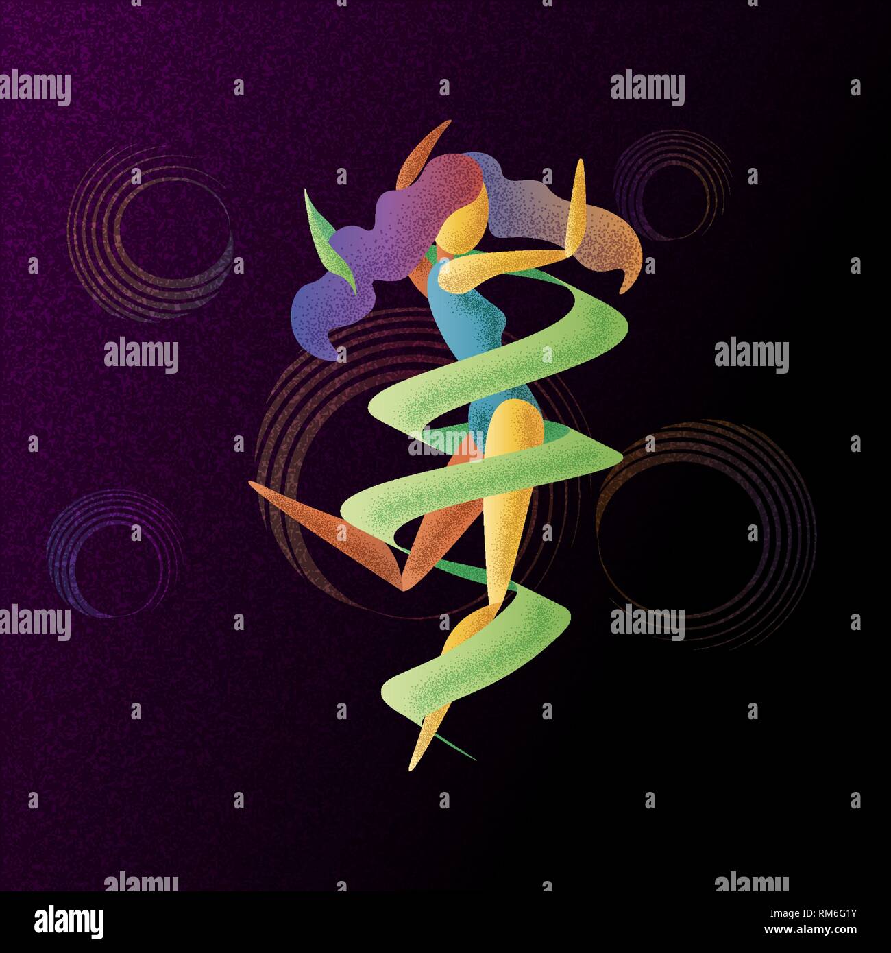 Young girl ribbon dancing Stock Vector Images - Alamy