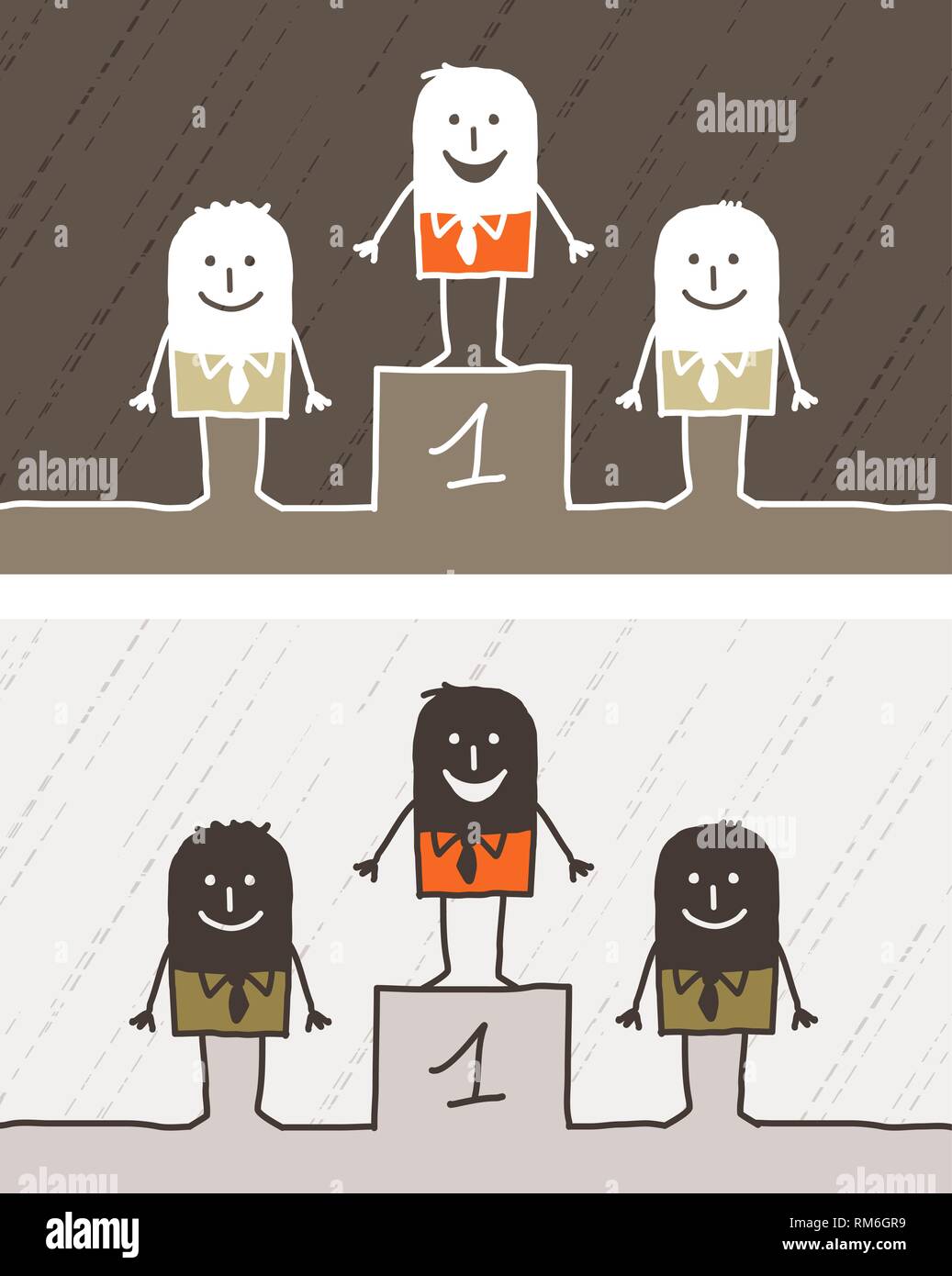 colored cartoon - vector hand drawn characters - leadership Stock ...