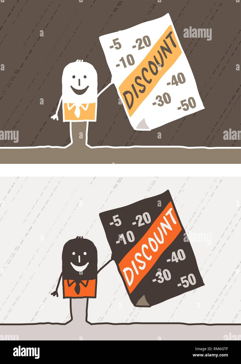 colored cartoon - vector hand drawn characters - man and discount Stock ...