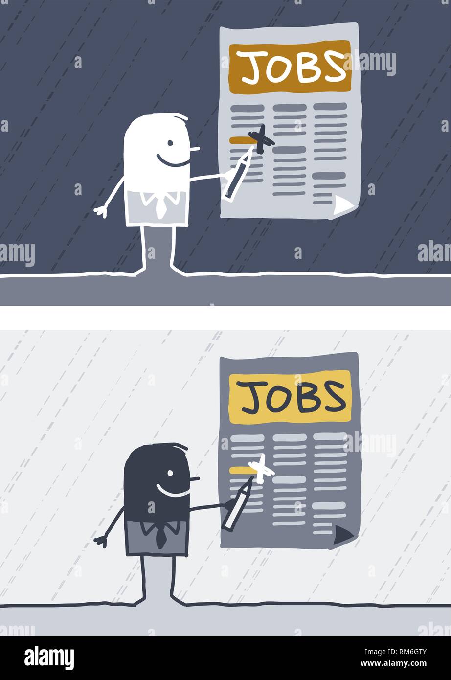 colored cartoon - vector hand drawn characters - man and jobs Stock ...
