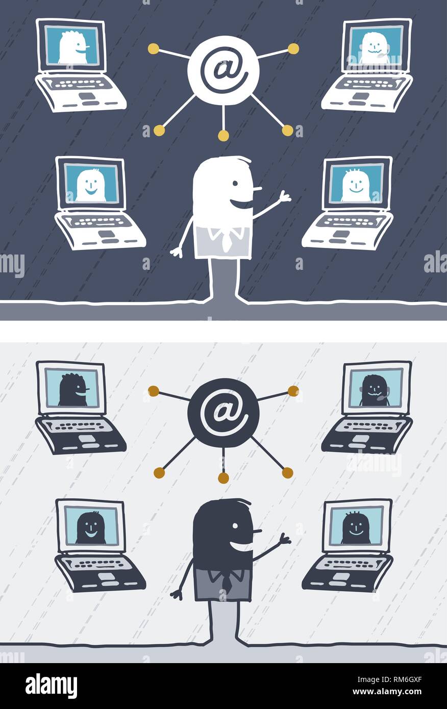 colored cartoon - vector hand drawn characters - business and ...