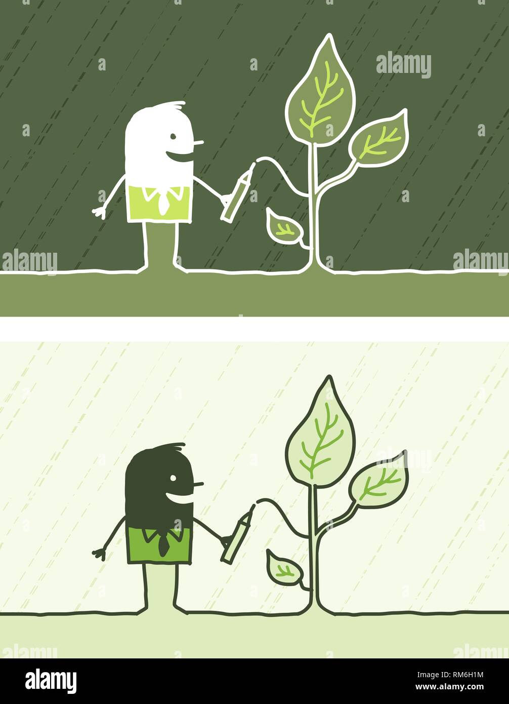 colored cartoon - vector hand drawn characters - business and ecology ...