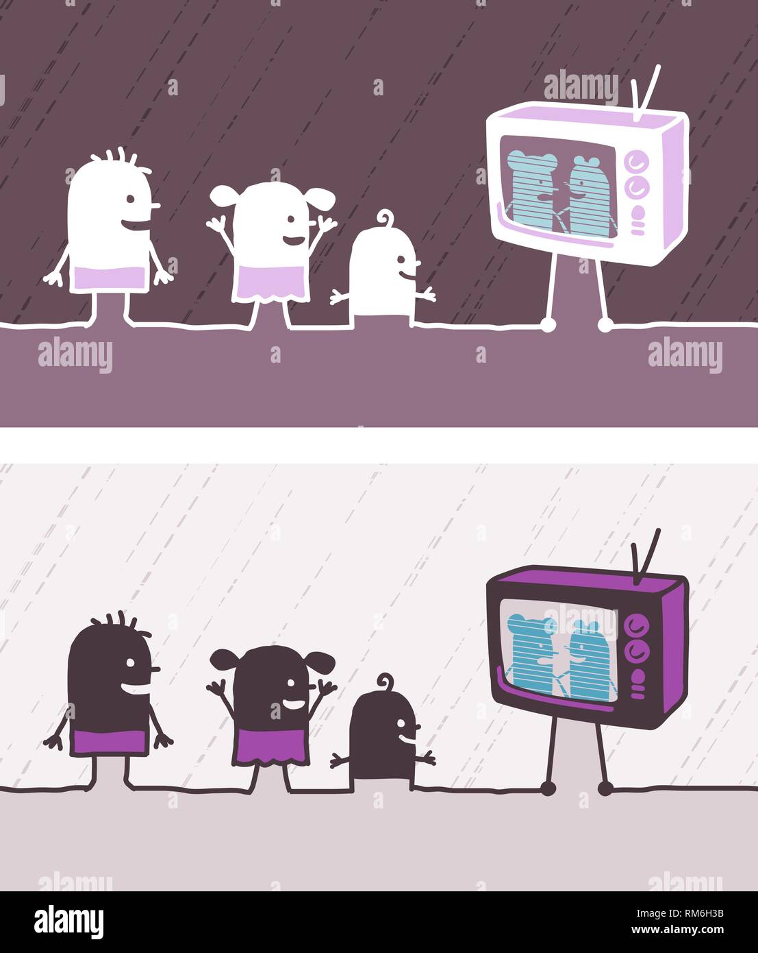 colored cartoon - vector hand drawn characters - kids and TV Stock ...