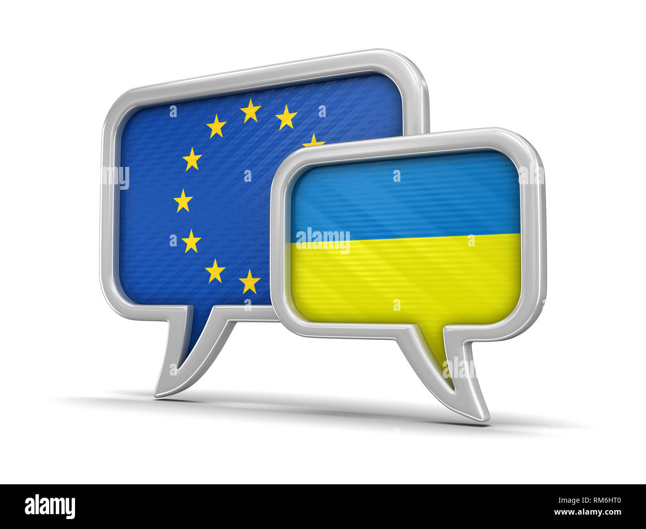 Speech bubbles with flags. Image with clipping path Stock Photo - Alamy