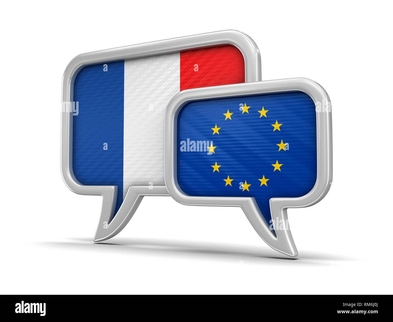 Speech bubbles with flags. Image with clipping path Stock Photo - Alamy