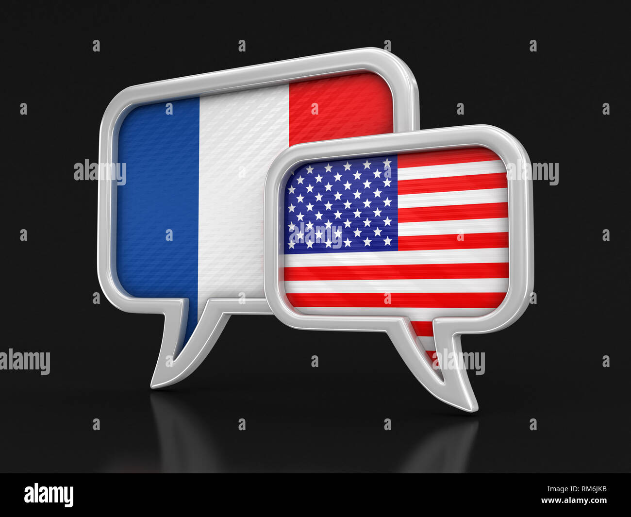 Speech bubbles with flags. Image with clipping path Stock Photo - Alamy