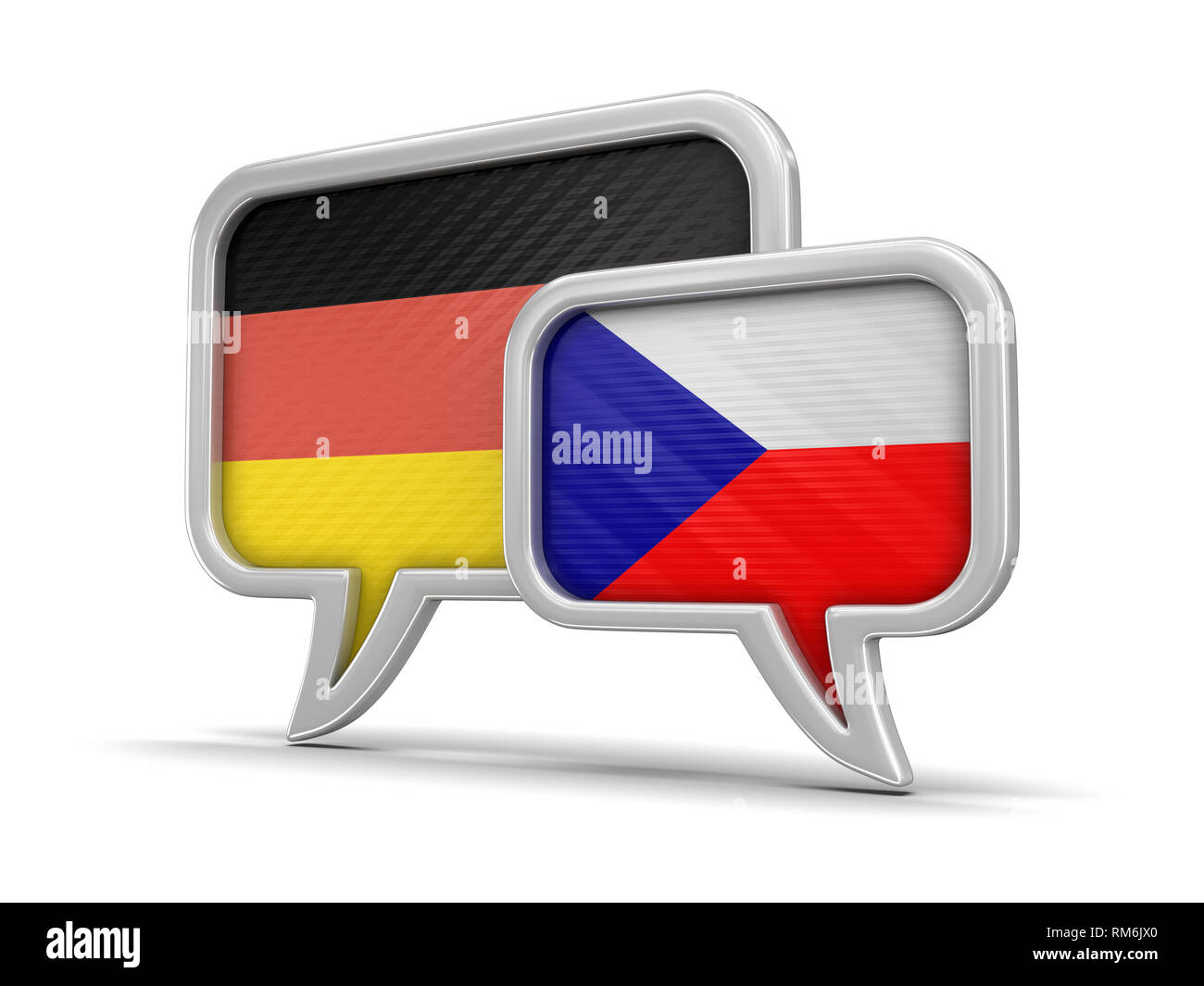 Speech bubbles with flags. Image with clipping path Stock Photo - Alamy