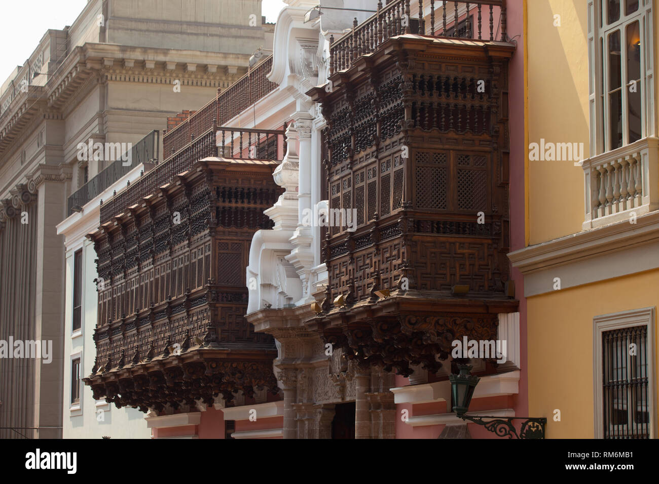 Traditional balconies in Lima,Peru Stock Photo - Alamy