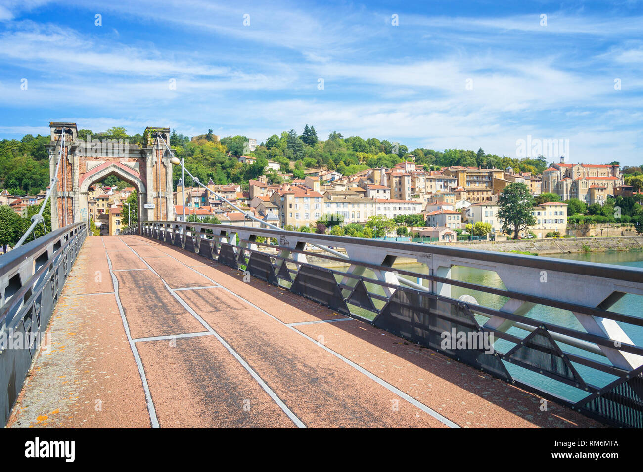 Pedestrian Bridge to Trevoux, France Stock Photo - Alamy