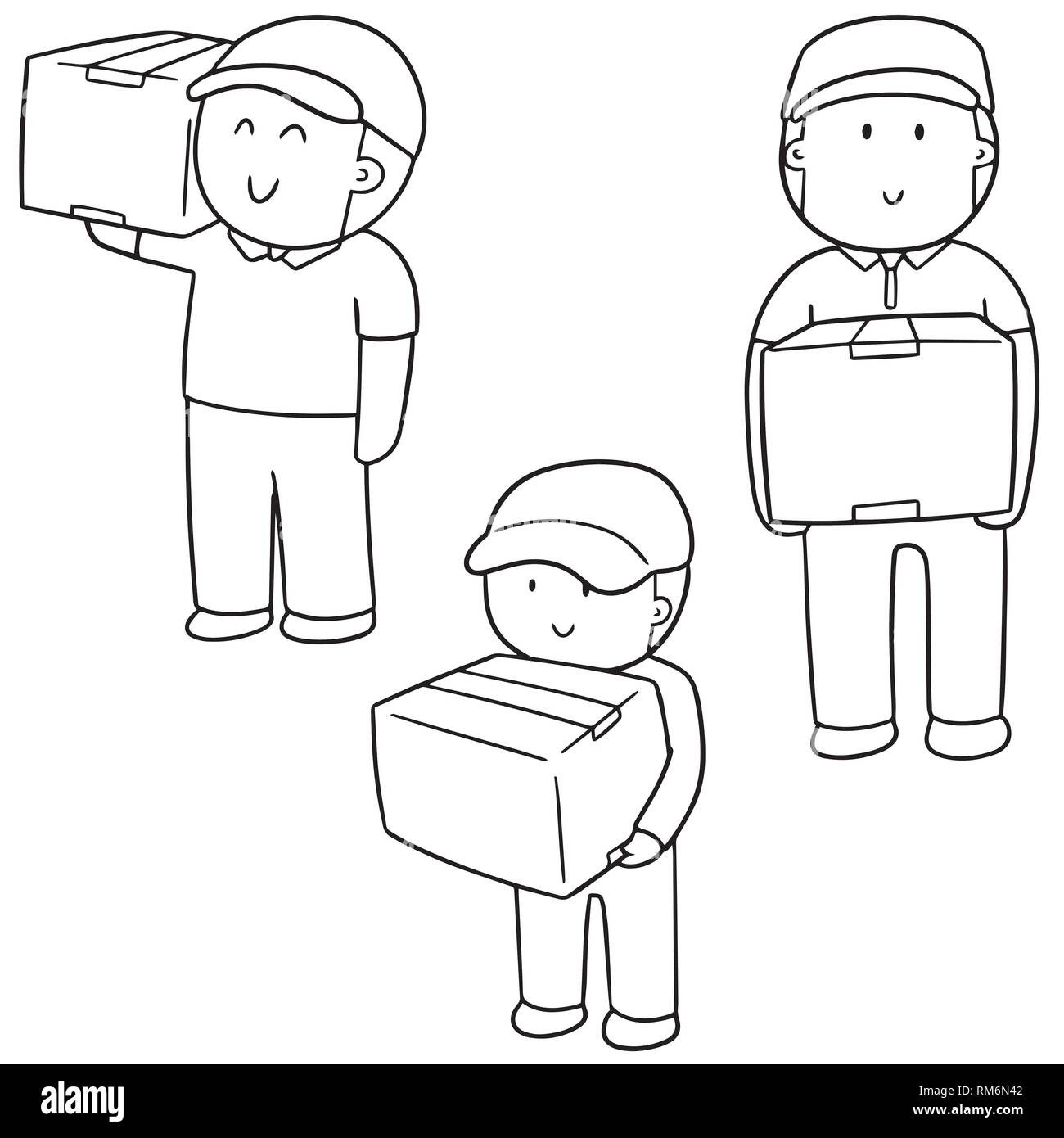 Delivery service worker holding Black and White Stock Photos & Images ...