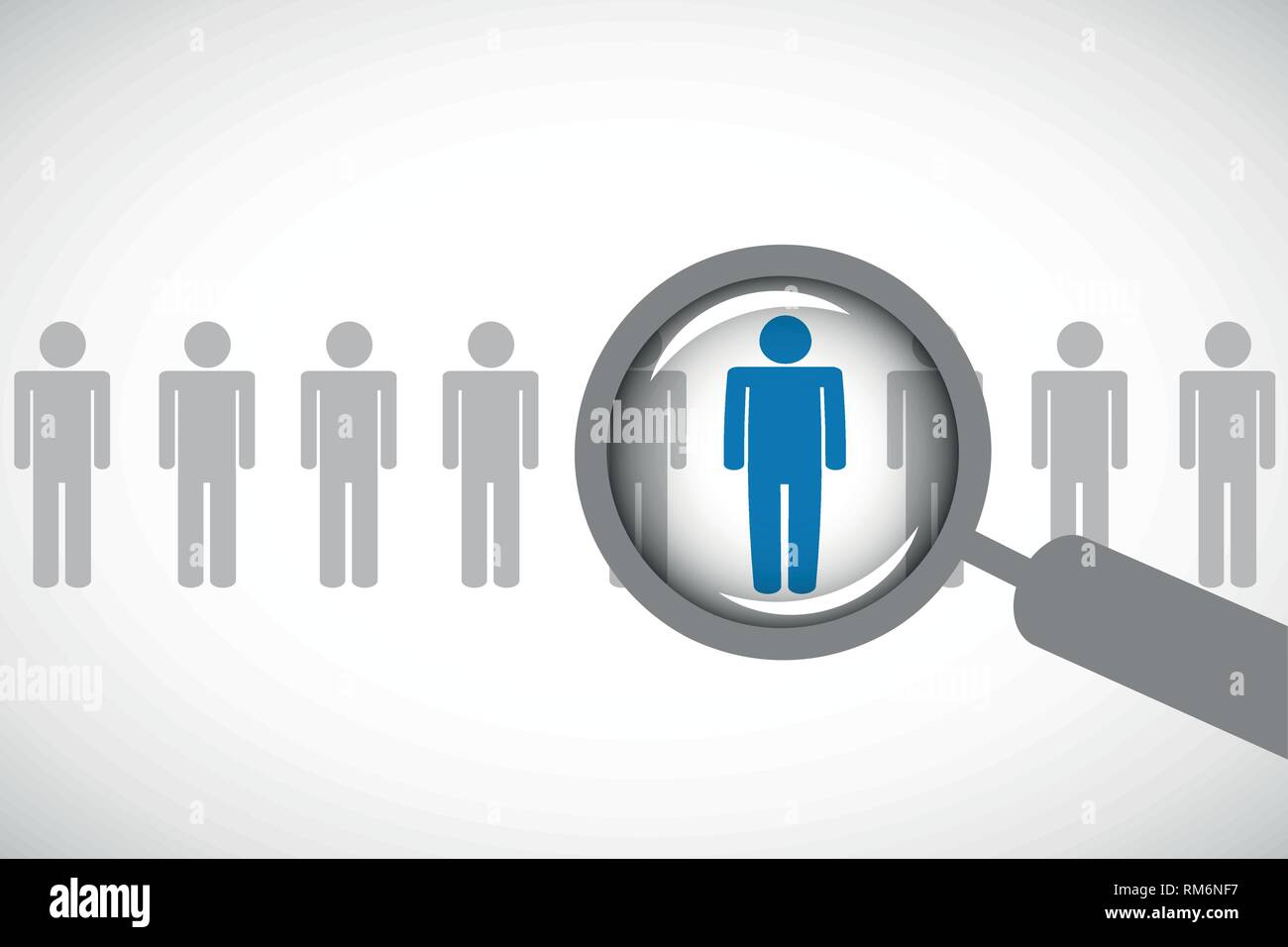 find the right person with a magnifying glass pictorgam vector ...