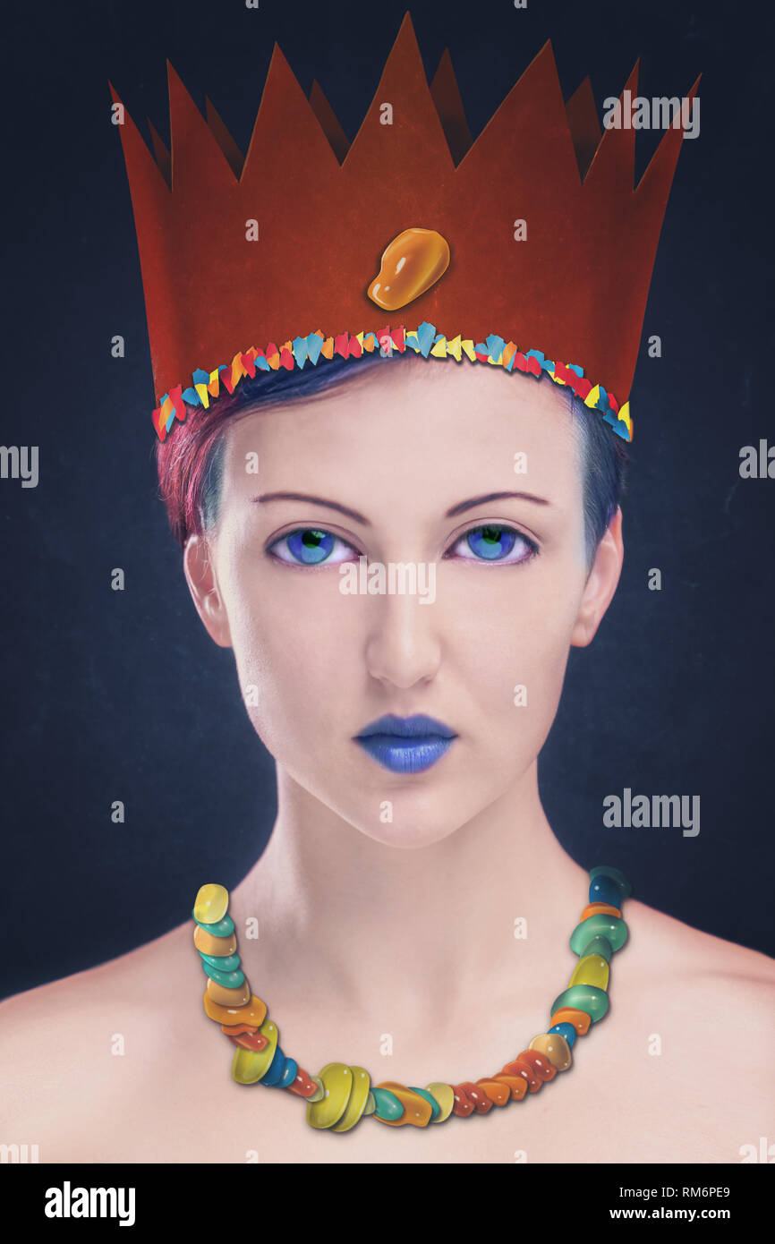 studio portrait of a young princess in book cover style Stock Photo - Alamy