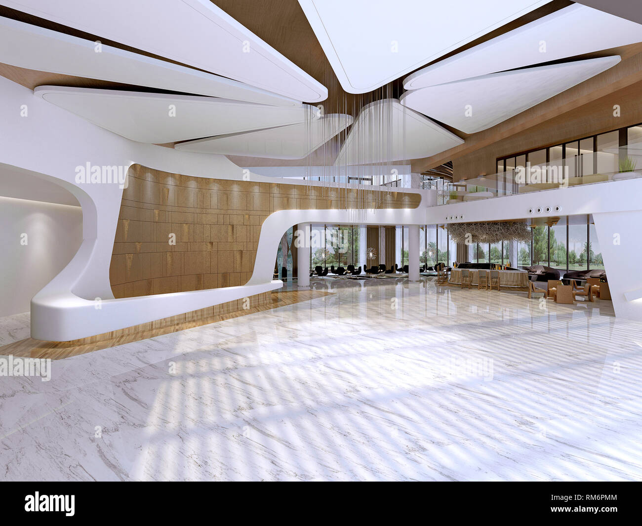 3d render luxury hotel reception Stock Photo - Alamy