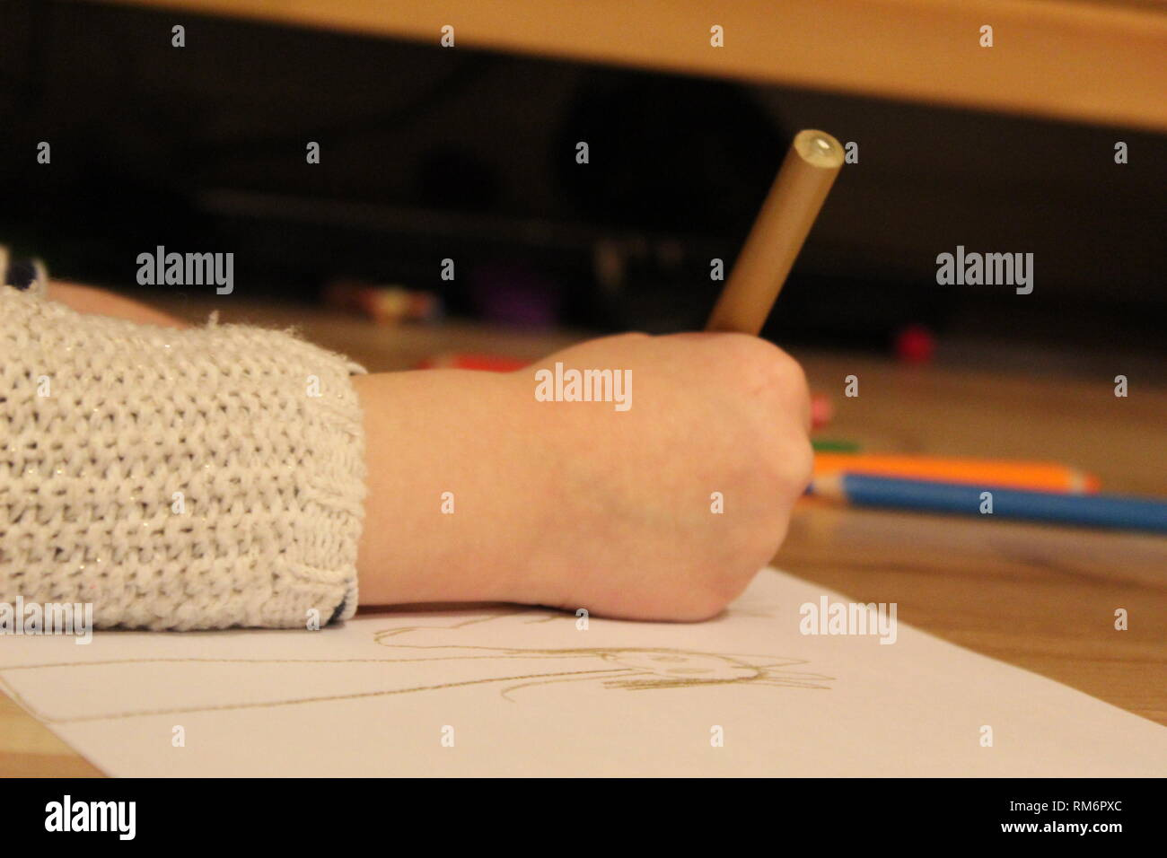 Child Hand Drawing Stock Photo - Alamy