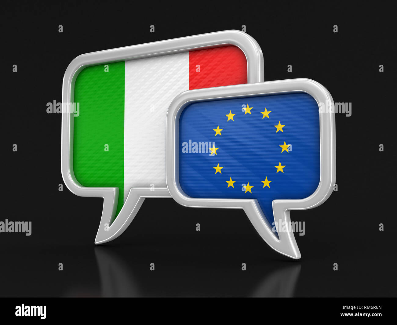 Speech bubbles with flags. Image with clipping path Stock Photo - Alamy