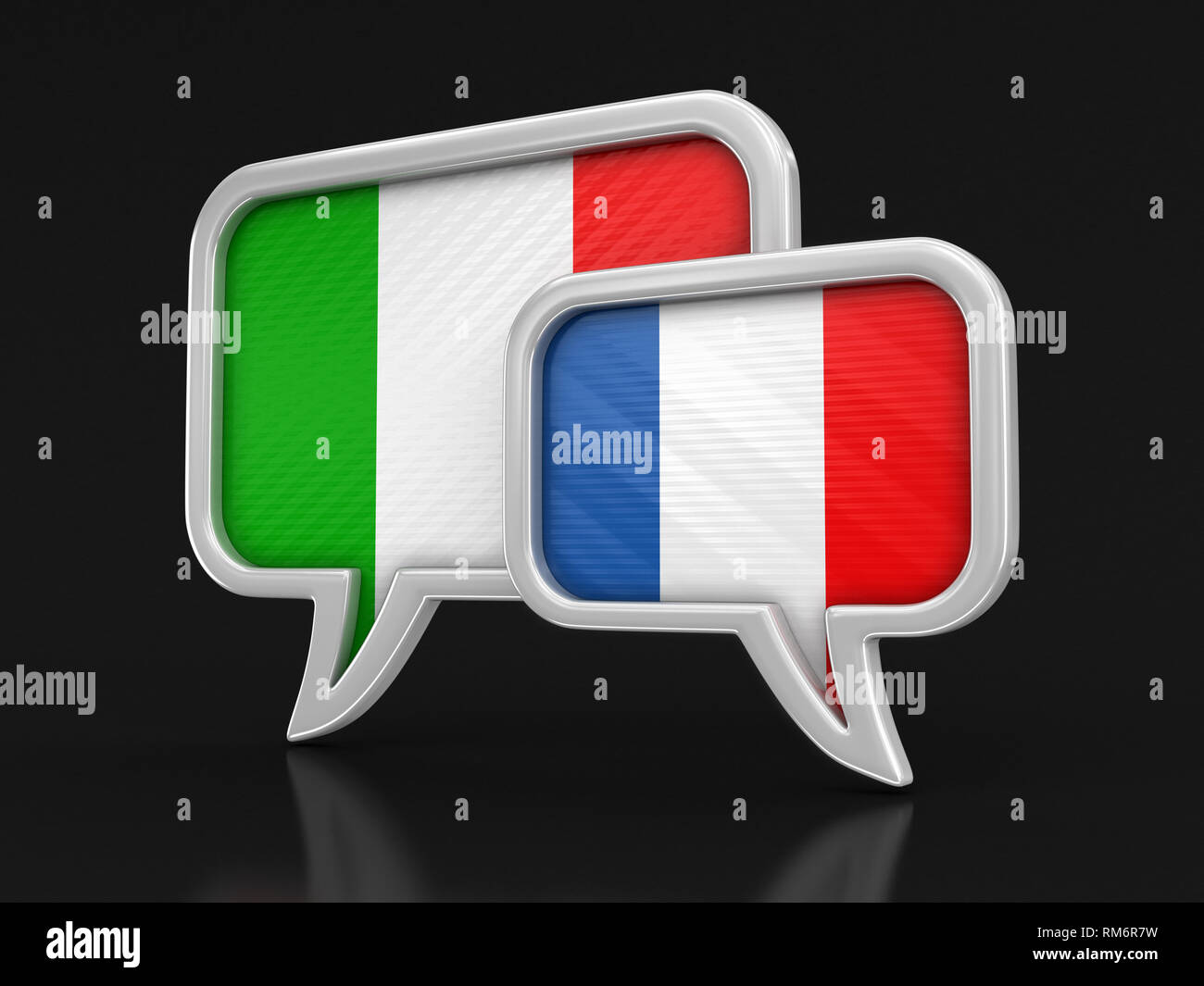Speech bubbles with flags. Image with clipping path Stock Photo - Alamy