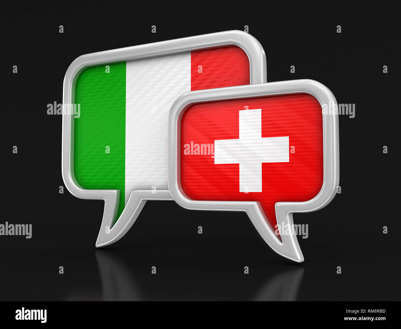 Speech bubbles with flags. Image with clipping path Stock Photo - Alamy