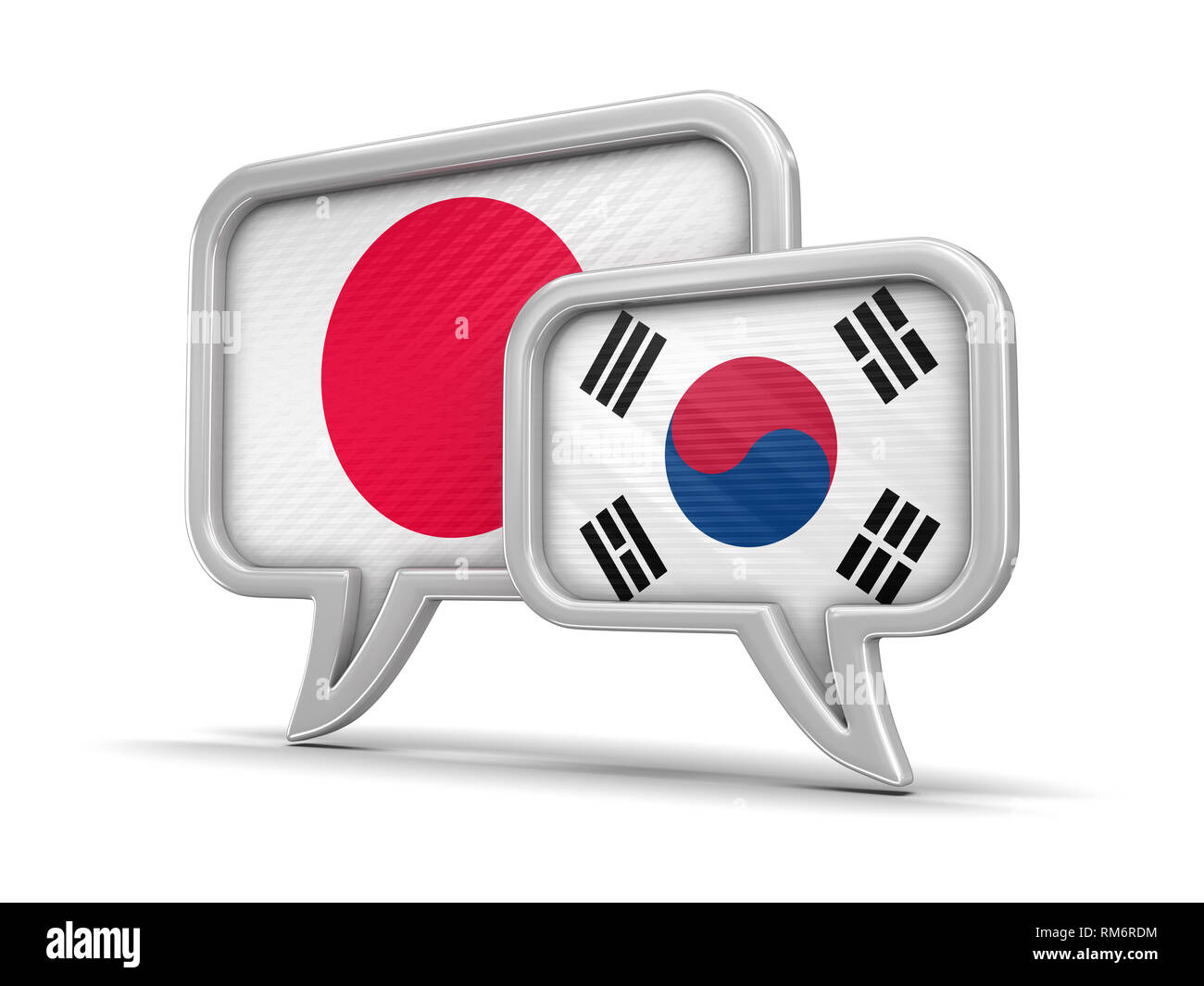 Speech bubbles with flags. Image with clipping path Stock Photo - Alamy
