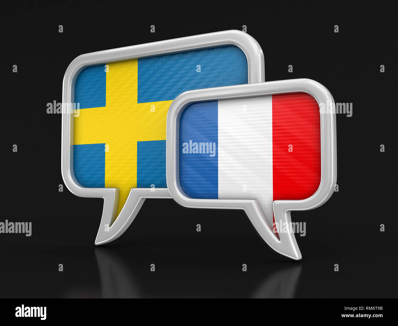 Speech bubbles with flags. Image with clipping path Stock Photo - Alamy