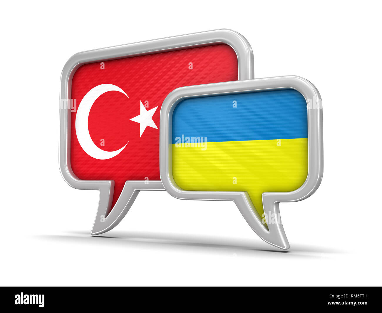 Speech bubbles with flags. Image with clipping path Stock Photo - Alamy