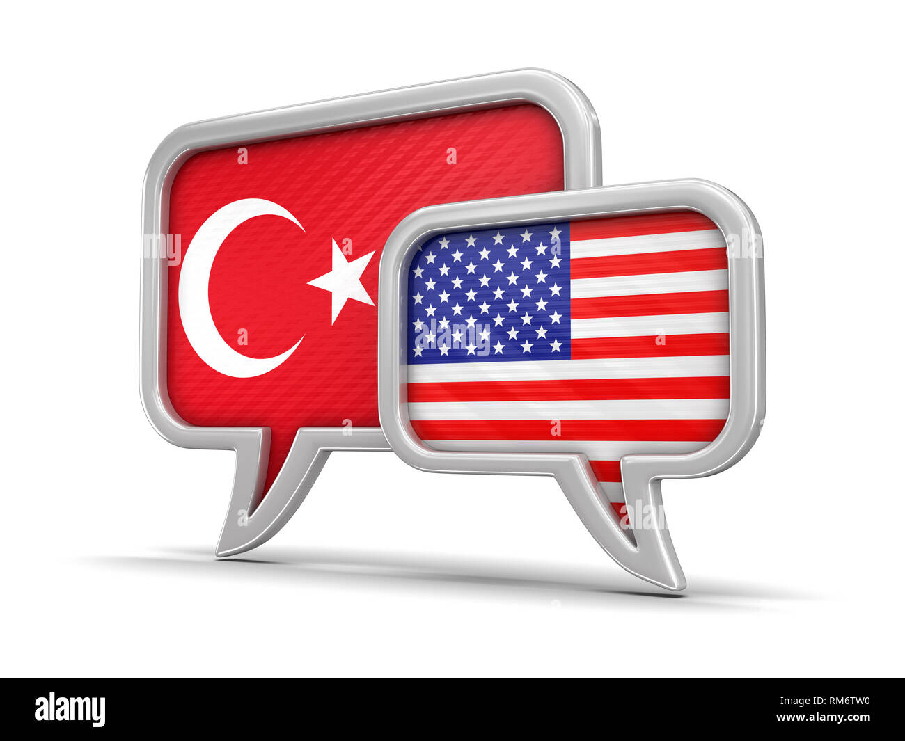 Speech bubbles with flags. Image with clipping path Stock Photo - Alamy