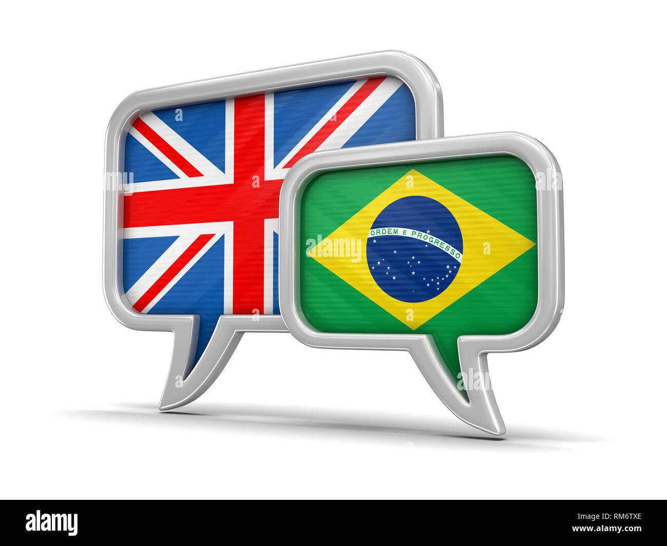 Speech bubbles with flags. Image with clipping path Stock Photo - Alamy