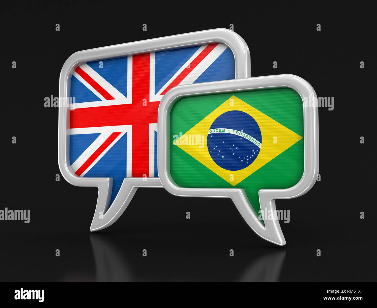 Speech bubbles with flags. Image with clipping path Stock Photo - Alamy