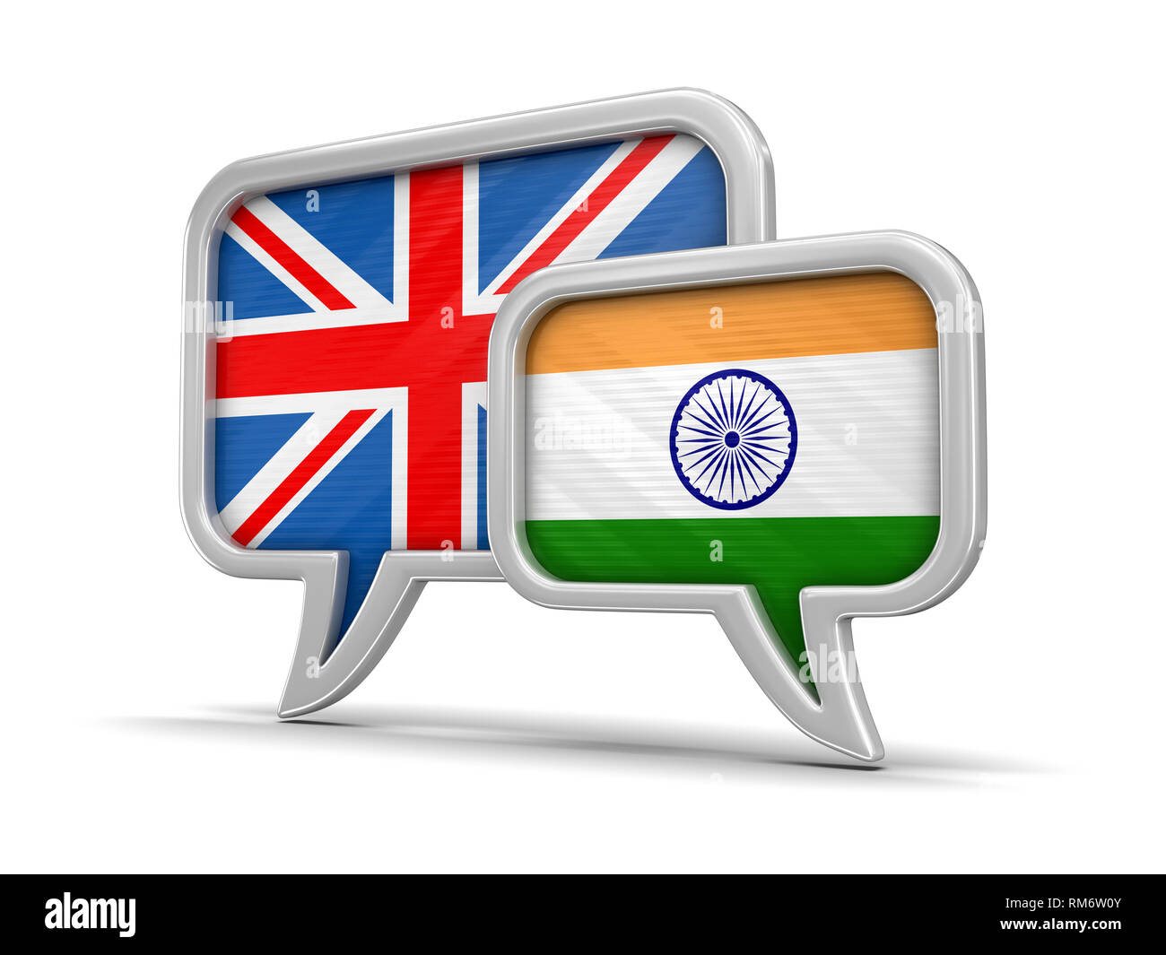 Speech bubbles with flags. Image with clipping path Stock Photo - Alamy
