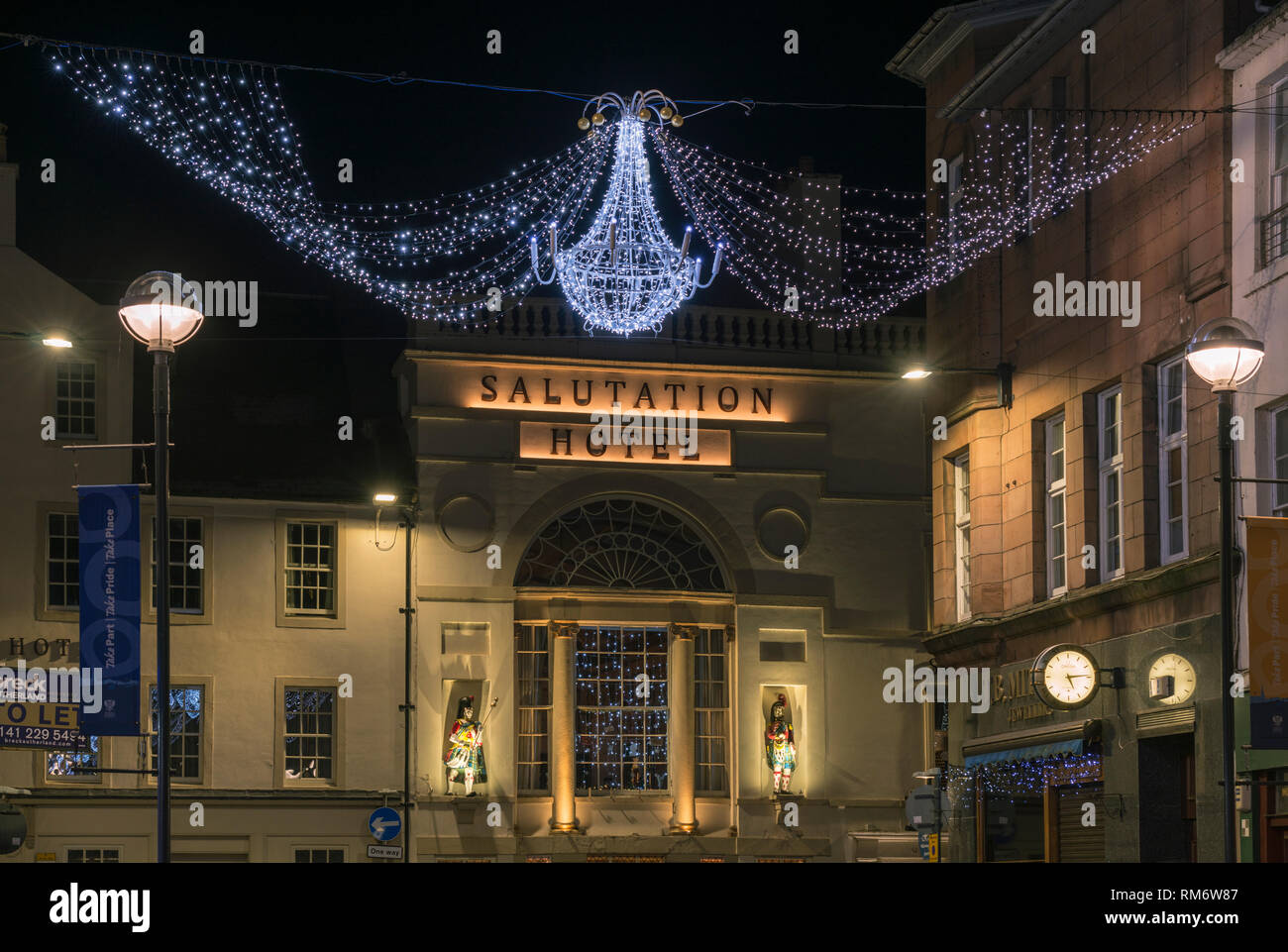The Salutation Hotel at dusk, midwinter, in Perth, Scotland, UK Stock ...