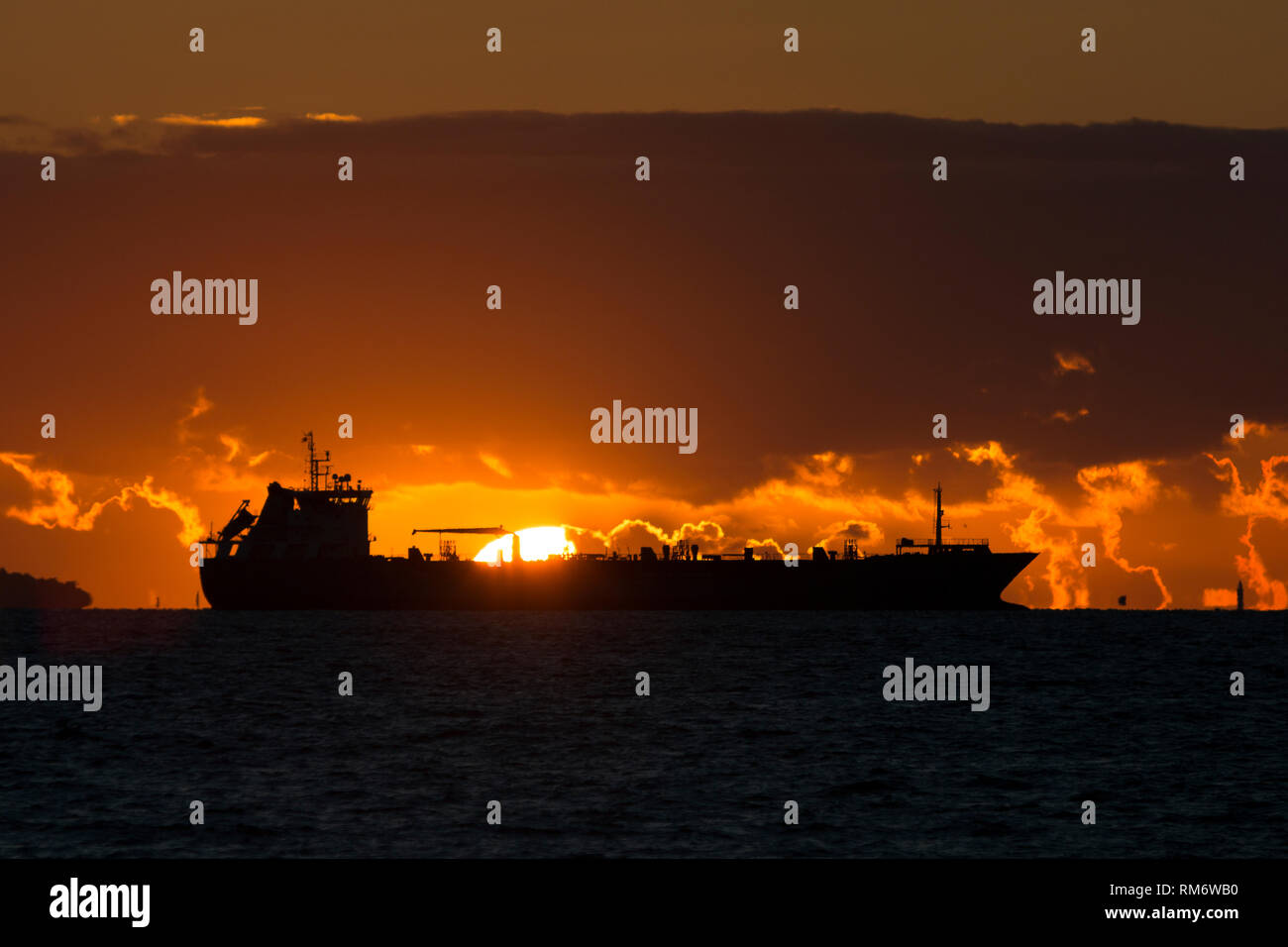Ship, Oil, Gas, Tanker, Sunset, clouds, The Solent, Thorness Bay, Isle ...