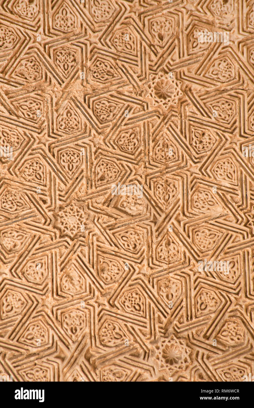 Wooden carved decoration of Alhambra Palace, Spain Stock Photo - Alamy