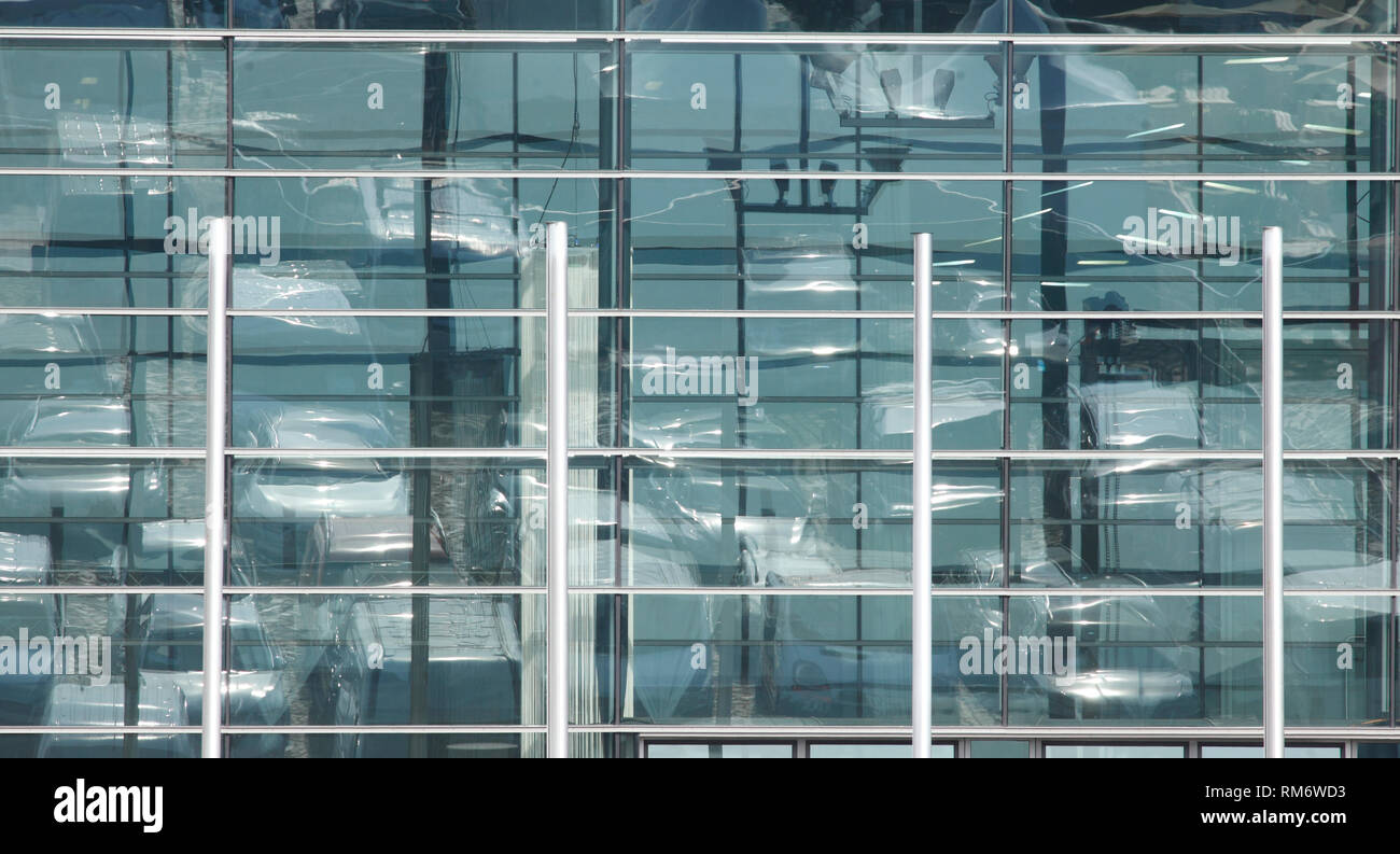 Window with mirrored parking cars, Bremen, Germany, Europe Stock Photo ...