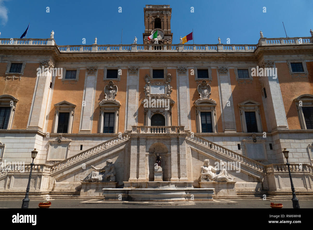 Piazza del Campidoglio, on the top of Capitoline Hill, with the facade ...