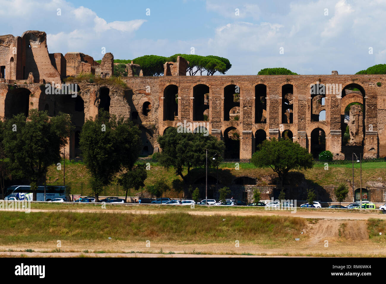 The Circus Maximus site, Circo Massimo, and the Palatine Hill with the ...