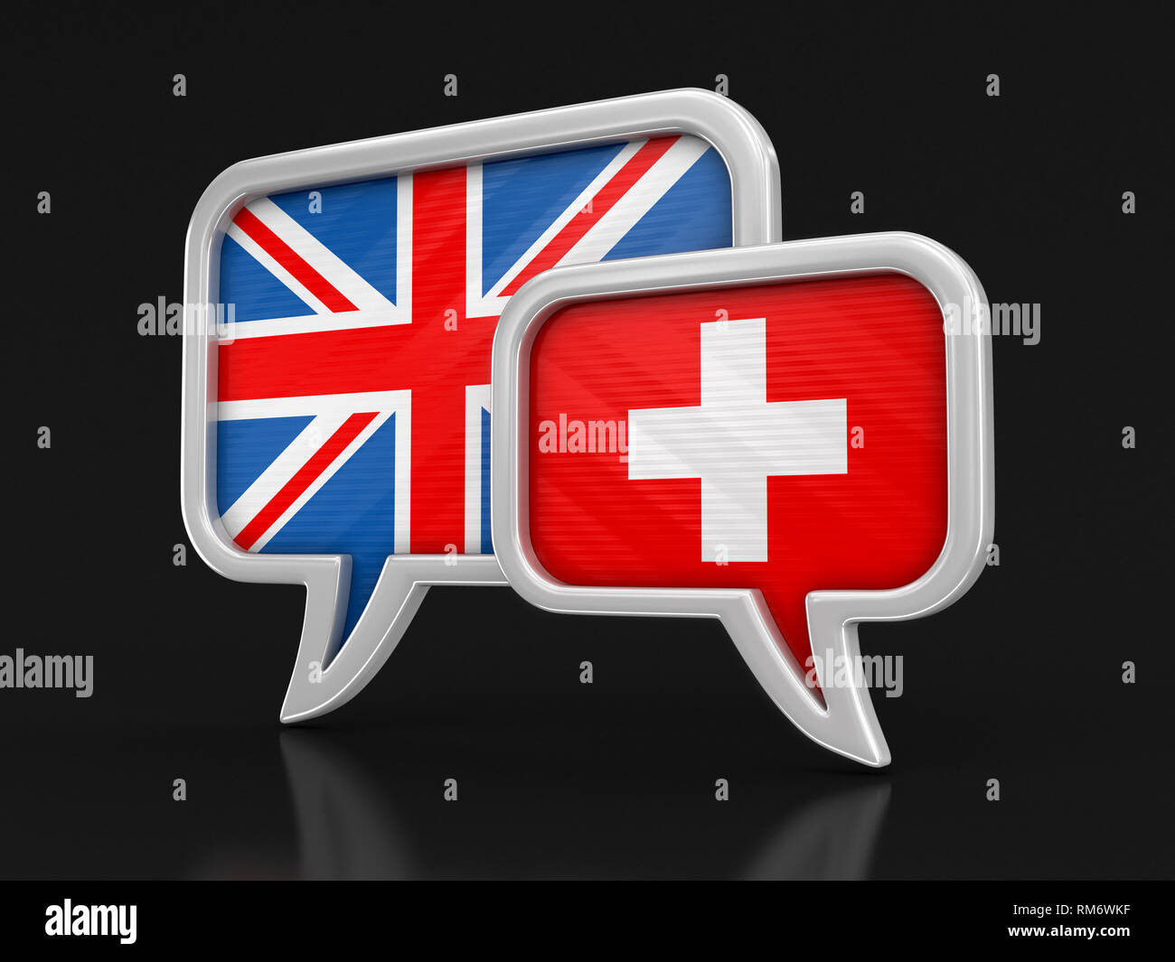 Speech bubbles with flags. Image with clipping path Stock Photo - Alamy