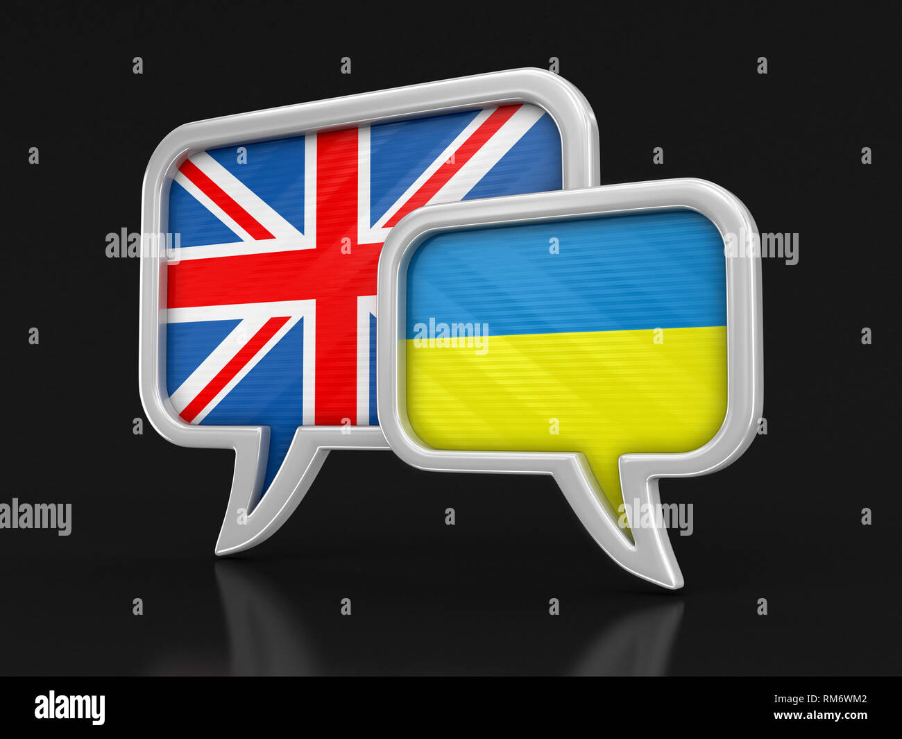 Speech bubbles with flags. Image with clipping path Stock Photo - Alamy