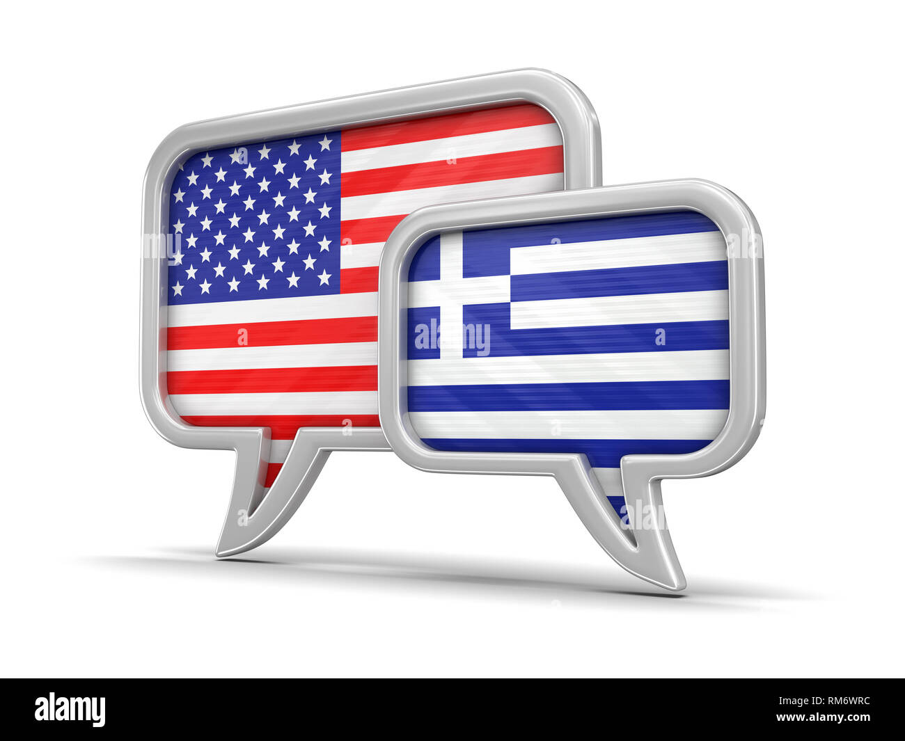 Speech bubbles with flags. Image with clipping path Stock Photo - Alamy