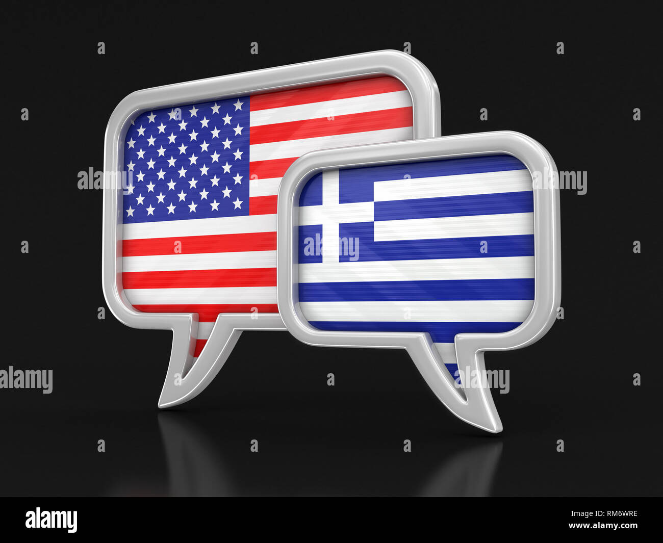 Speech bubbles with flags. Image with clipping path Stock Photo - Alamy