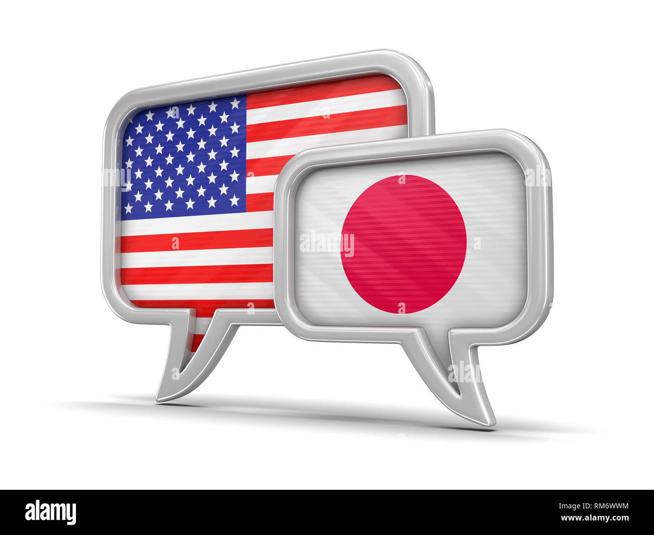Speech bubbles with flags. Image with clipping path Stock Photo - Alamy