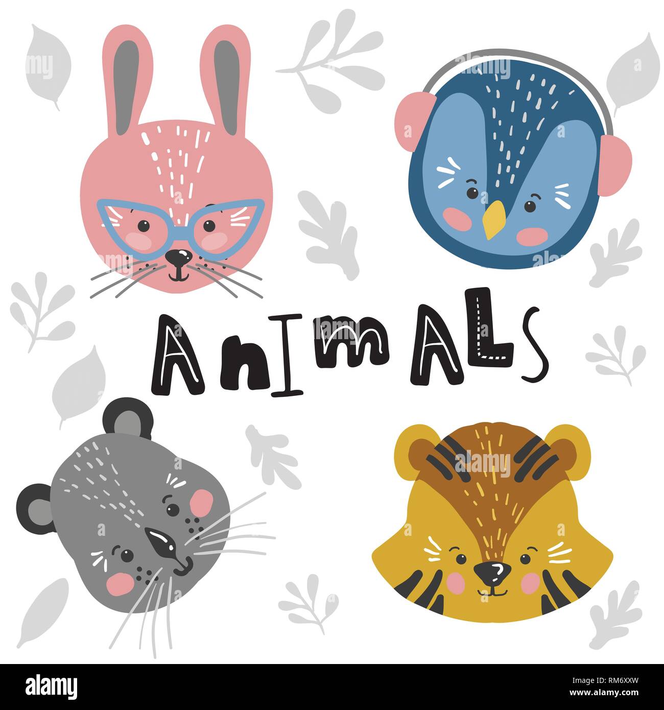 Cute cartoon little animals Childish print for nursery Stock Vector ...